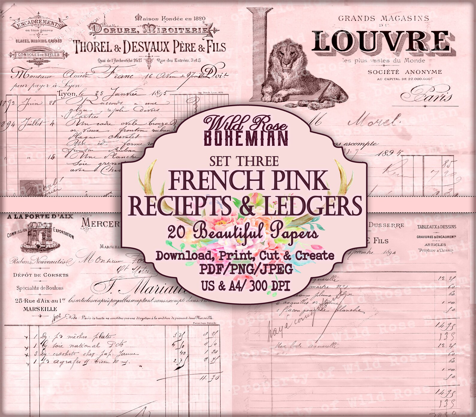 French Invoices Digital Printable Printable French Ephemera - Etsy