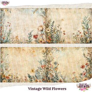 Vintage Wildflower Digital Paper: Floral Junk Journal Printable ...