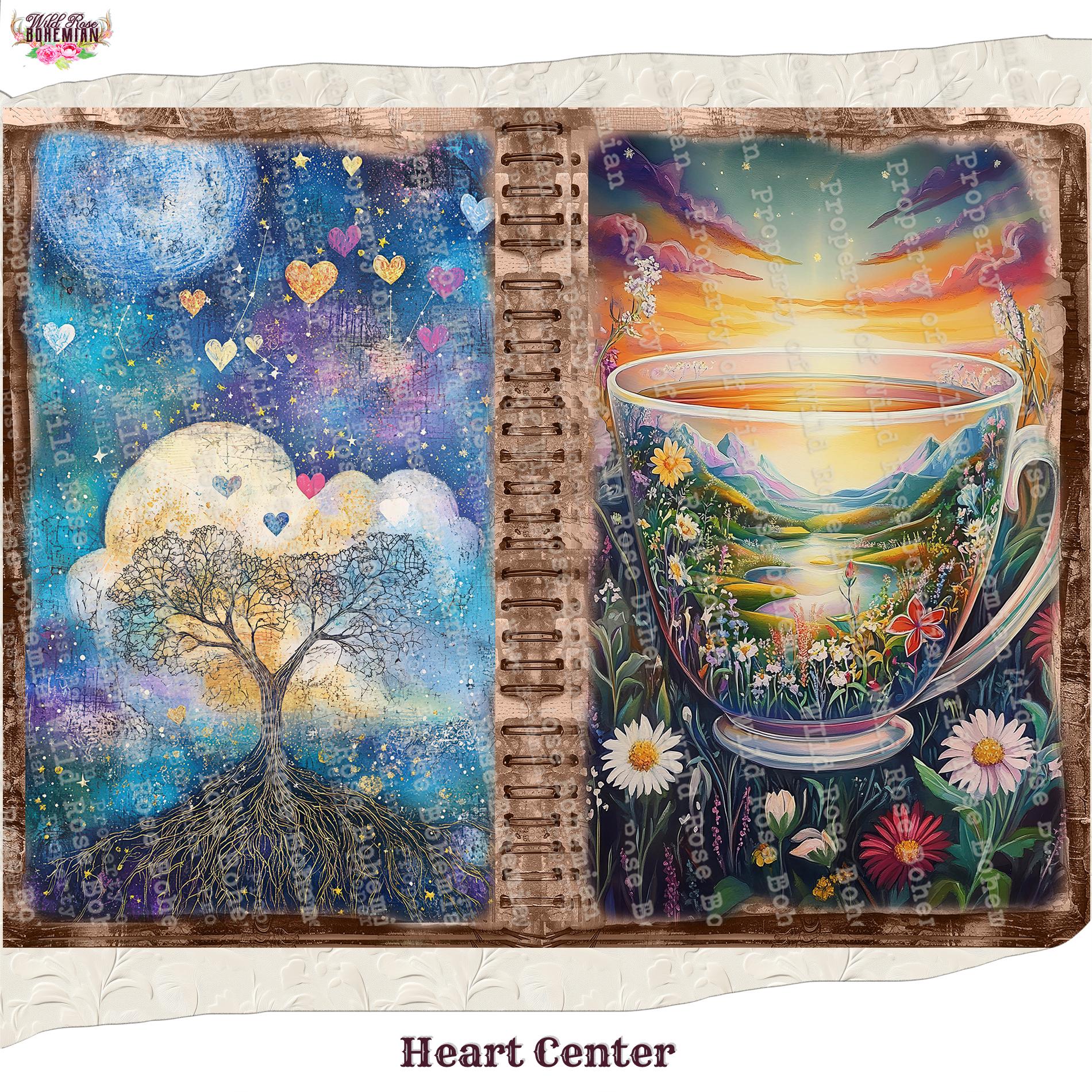 Heart Themes Mixed Media Art Journal Pages, 40 Painted Soul Art Heart ...