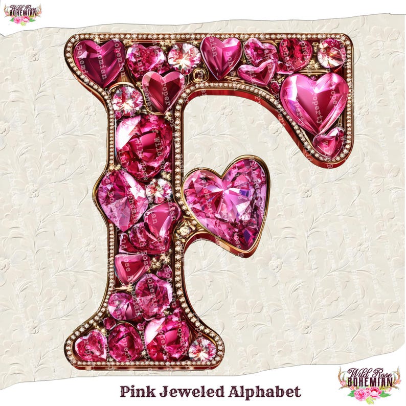 Pink Jeweled Heart Alphabet: Sublimation PNG Font (digital Download) - Etsy