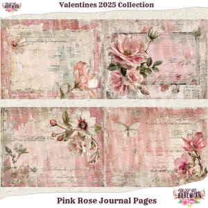 Pink Rose Floral Digital Printable, Printable French Pink Paper, Wild ...