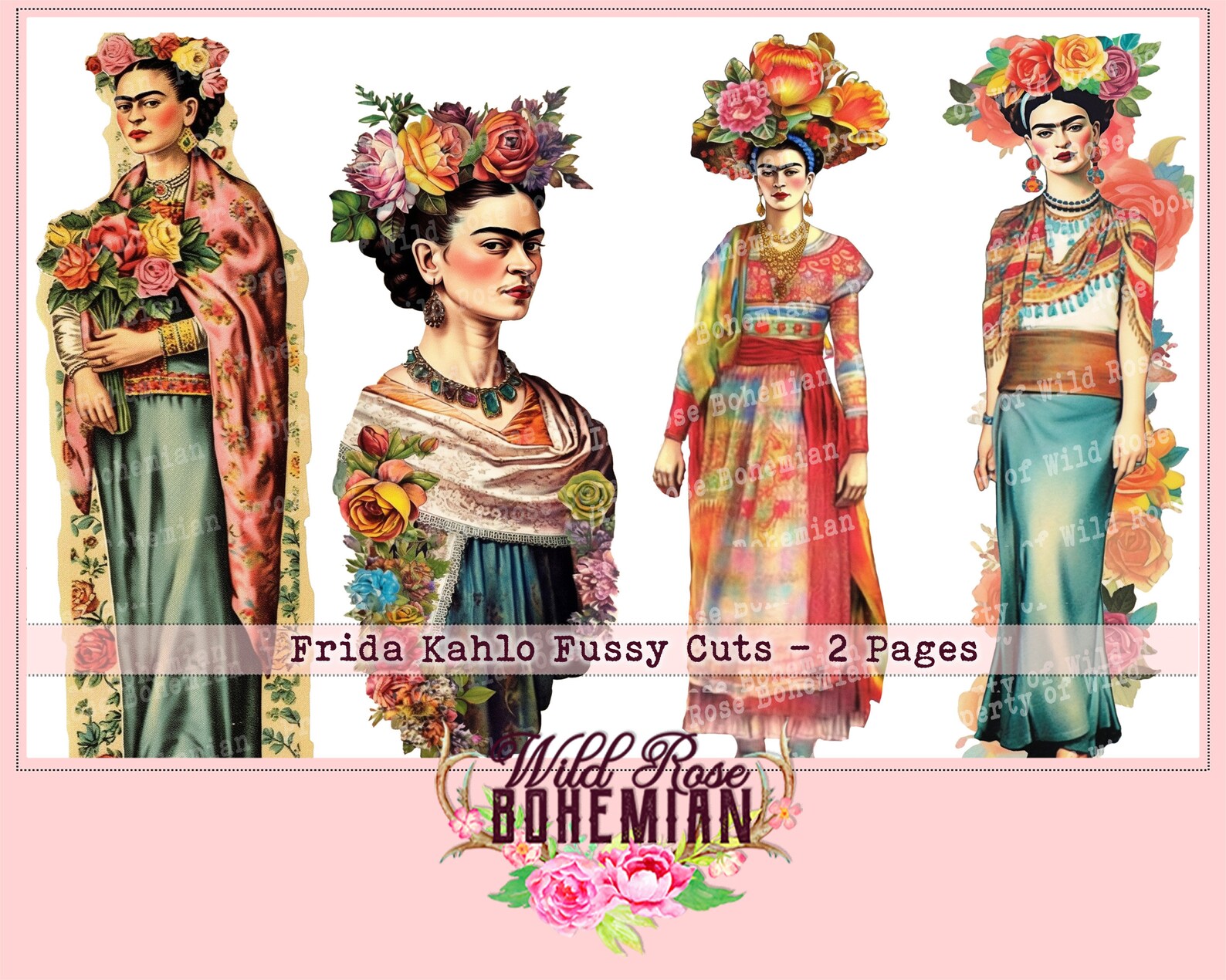 Frida Kahlo Clipart Frida Kahlo Fussy Cut Frida Kahlo - Etsy
