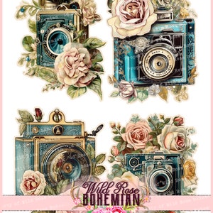 Shabby Chic Camera and Roses Clipart, Shabby Chic Roses and Camera ...