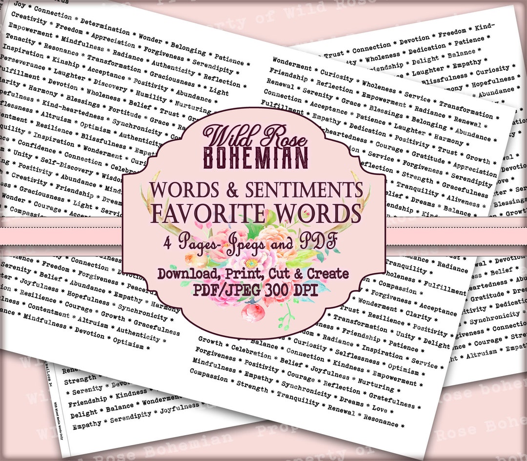 Favorite Words Printable Words and Sentiments for Crafting, Junk ...