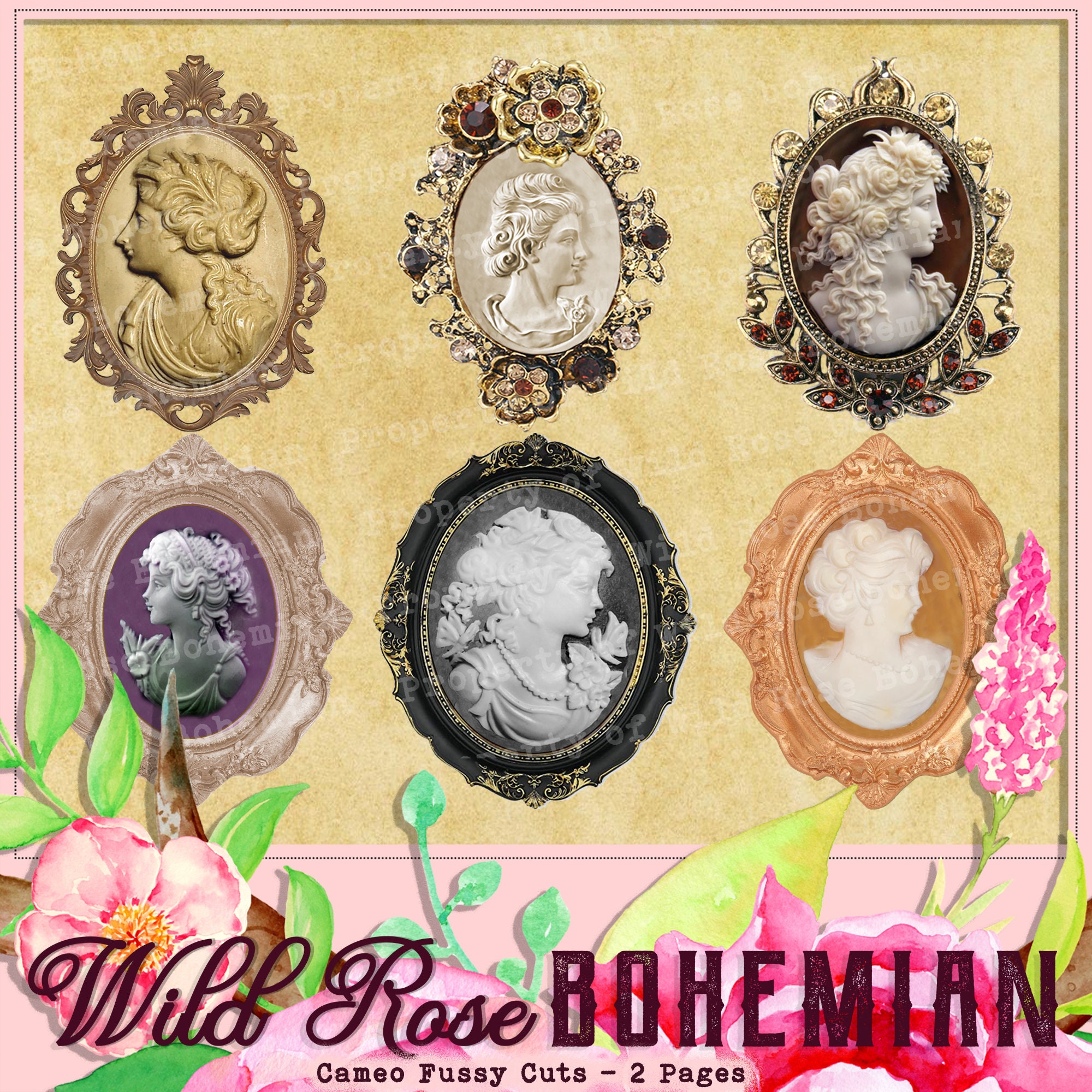 Printable Cameos Junk Journal Ephemera Cameos Vintage Cameo - Etsy
