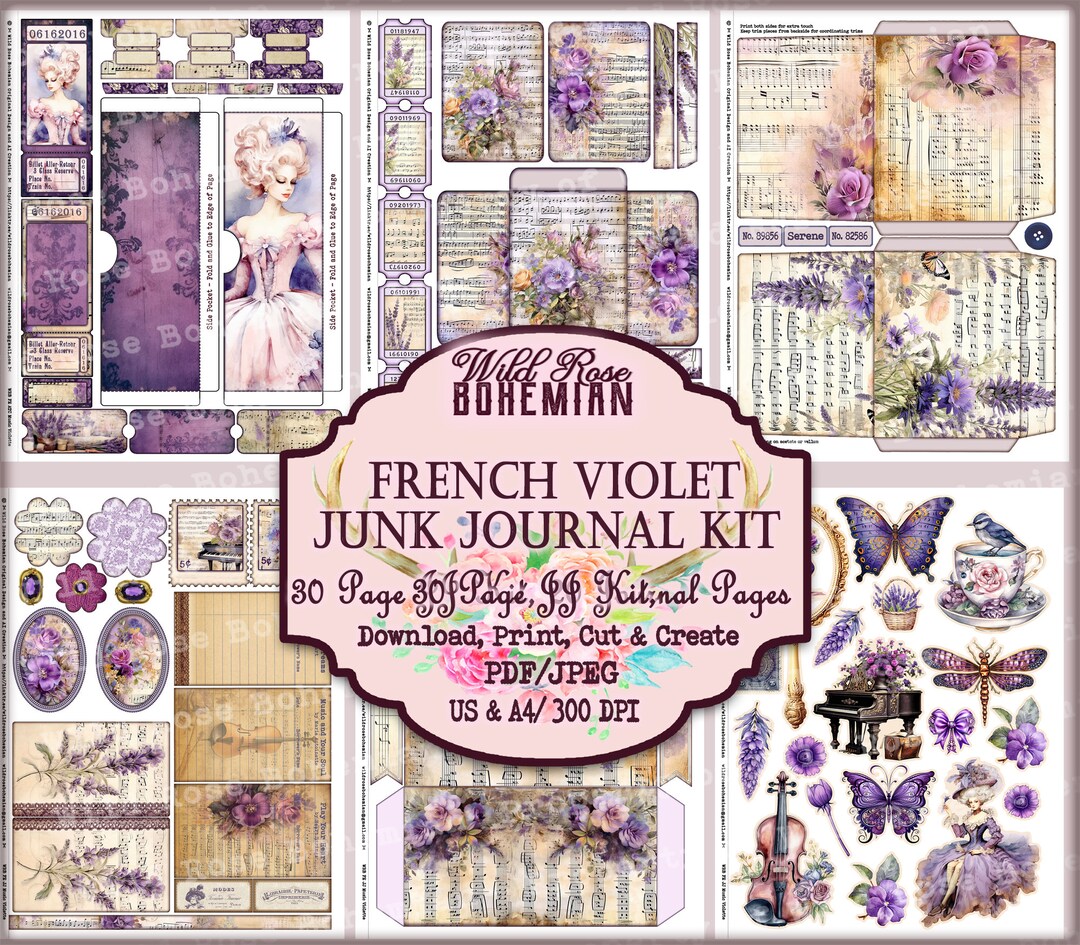 Music Page Ephemera, Piano, and Violin Ephemera, Vintage Violette Junk ...