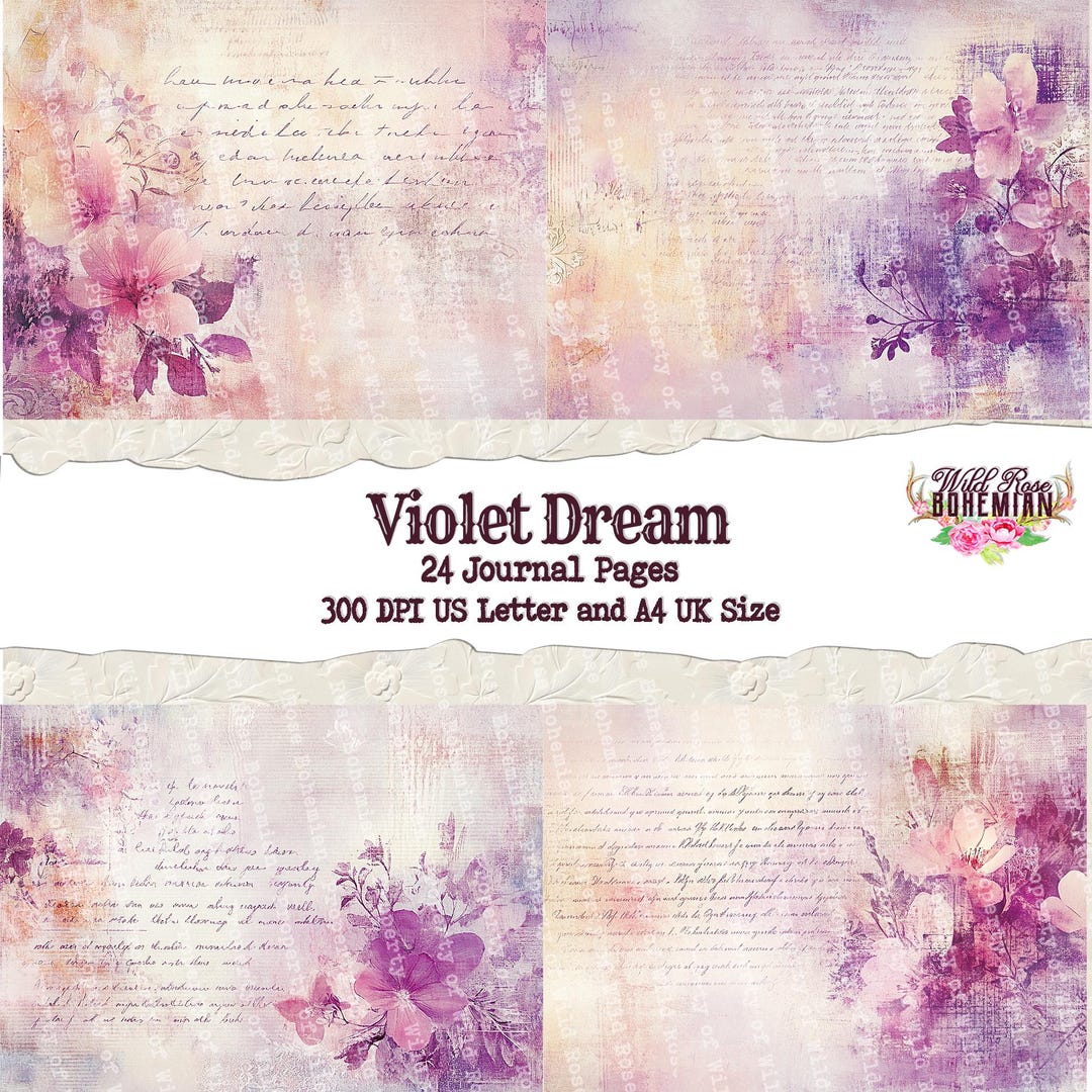 Violet Dream Junk Journal Paper | Junk Journal | Printable Journal ...