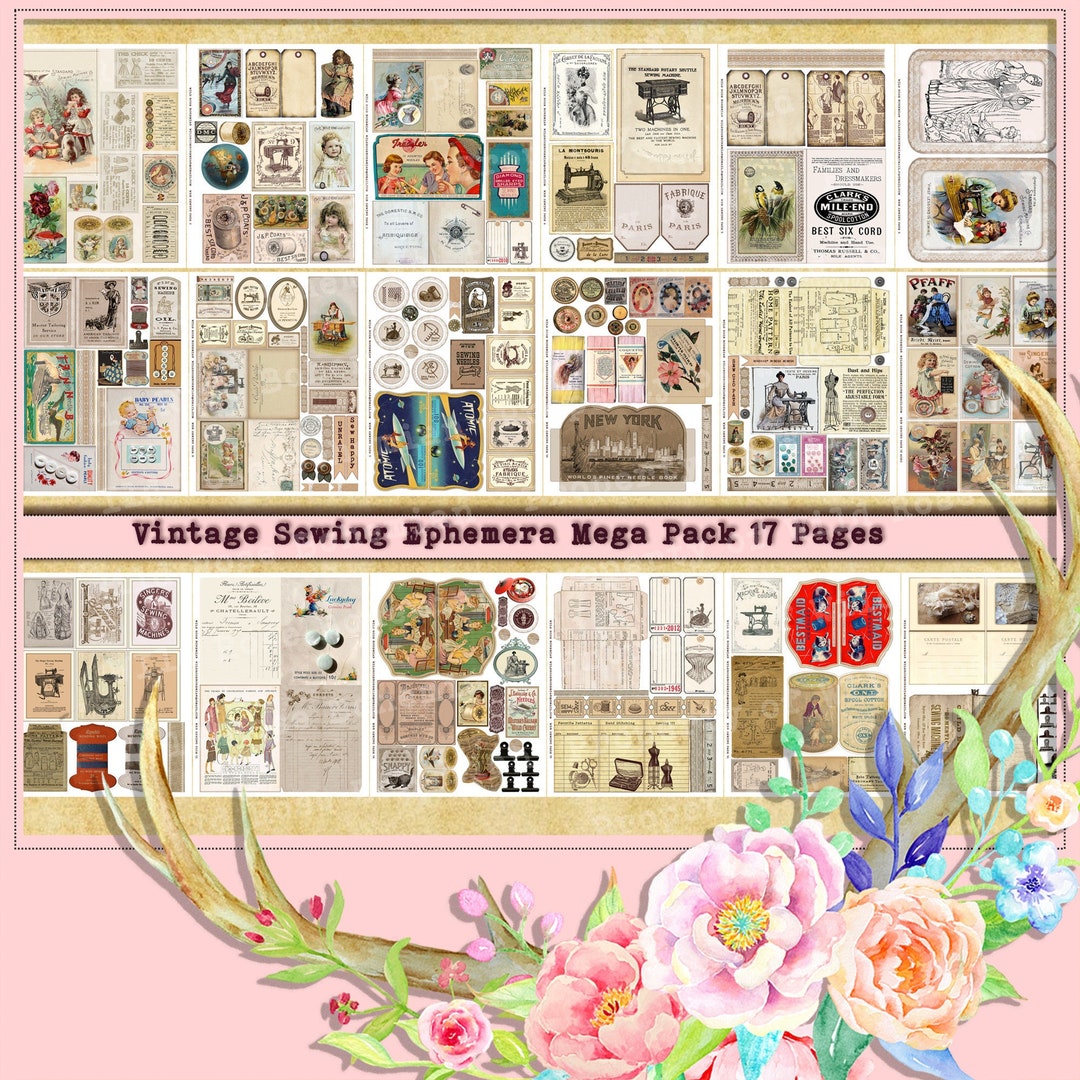 Vintage Sewing Ephemera, Sewing Junk Journal Ephemera, Sewing Ephemera ...