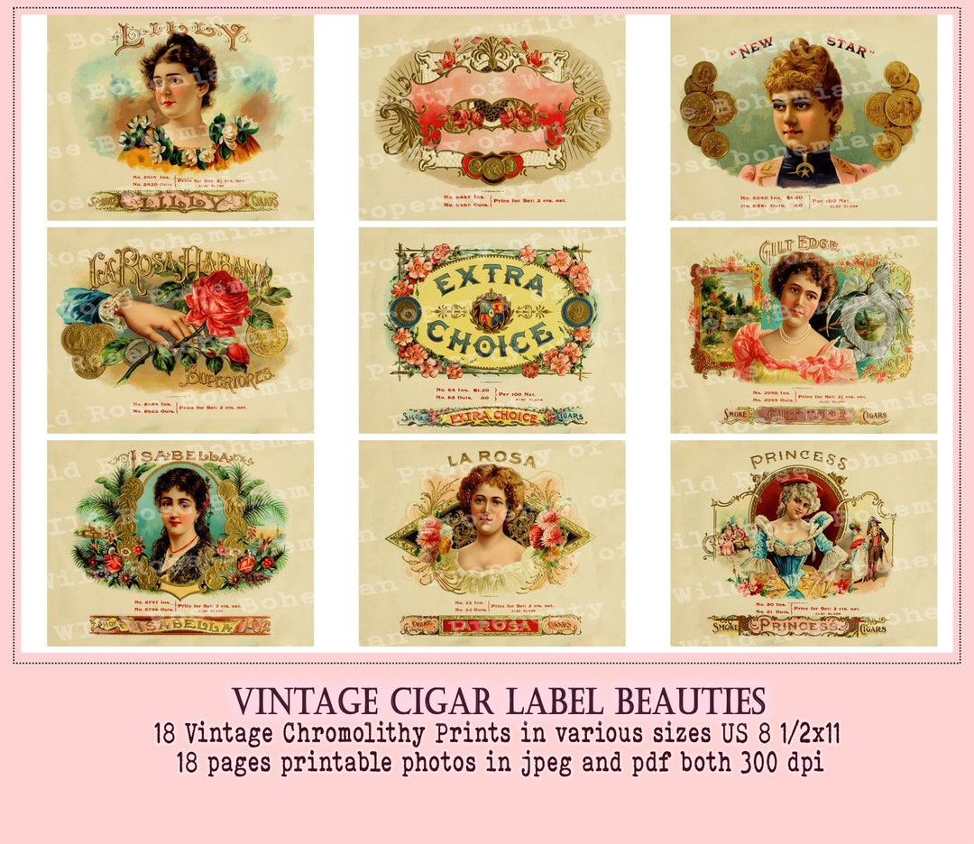 Cigar Label Ephemera Journal Cards, Vintage Ephemera, Antique Collage ...