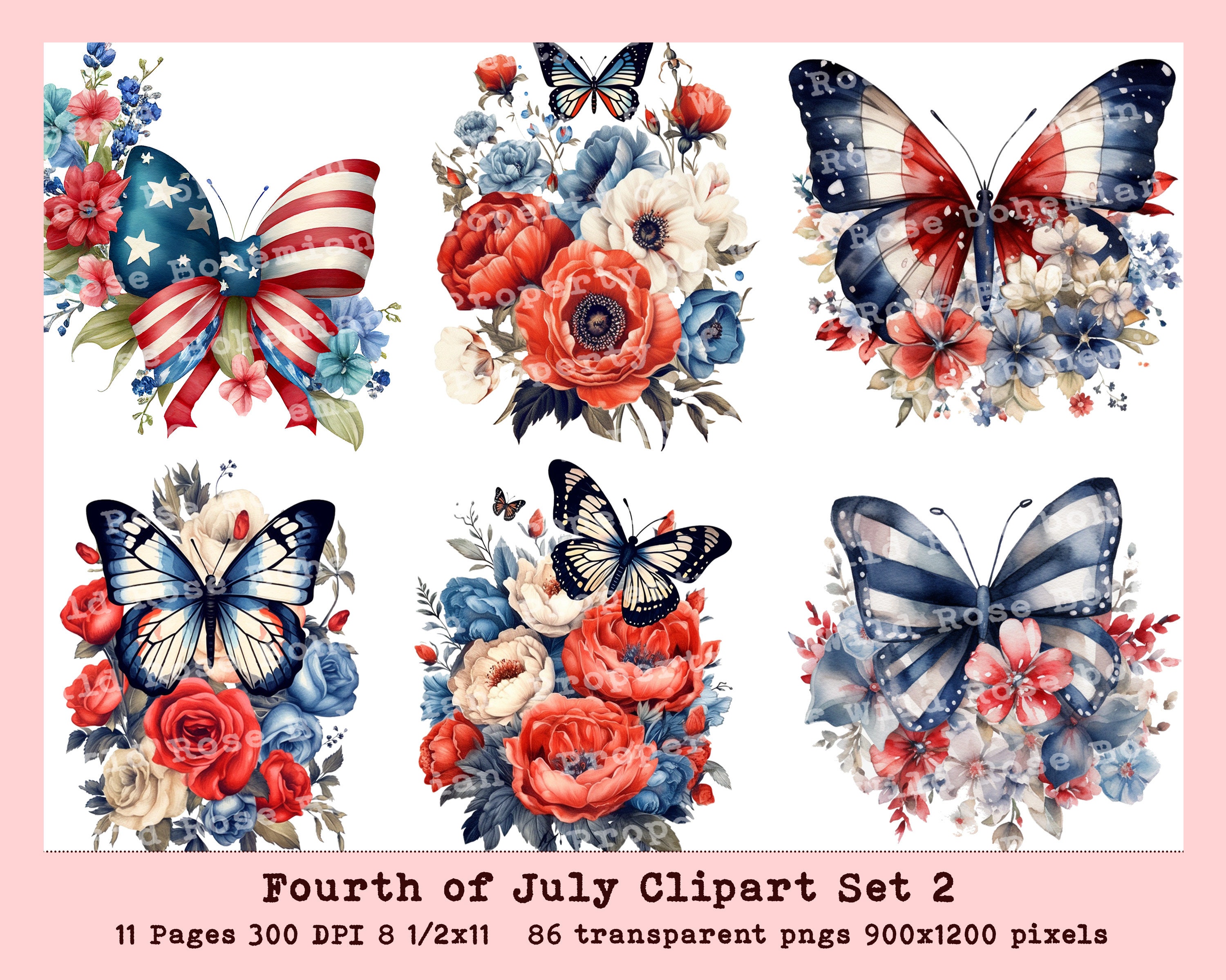 Independence Day Clipart Patriotic PNG Fourth of July Fussy - Etsy