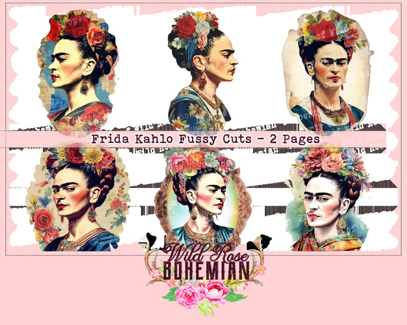 Frida Kahlo Clipart, Frida Kahlo Fussy Cut, Frida Kahlo Stickers, Frida ...