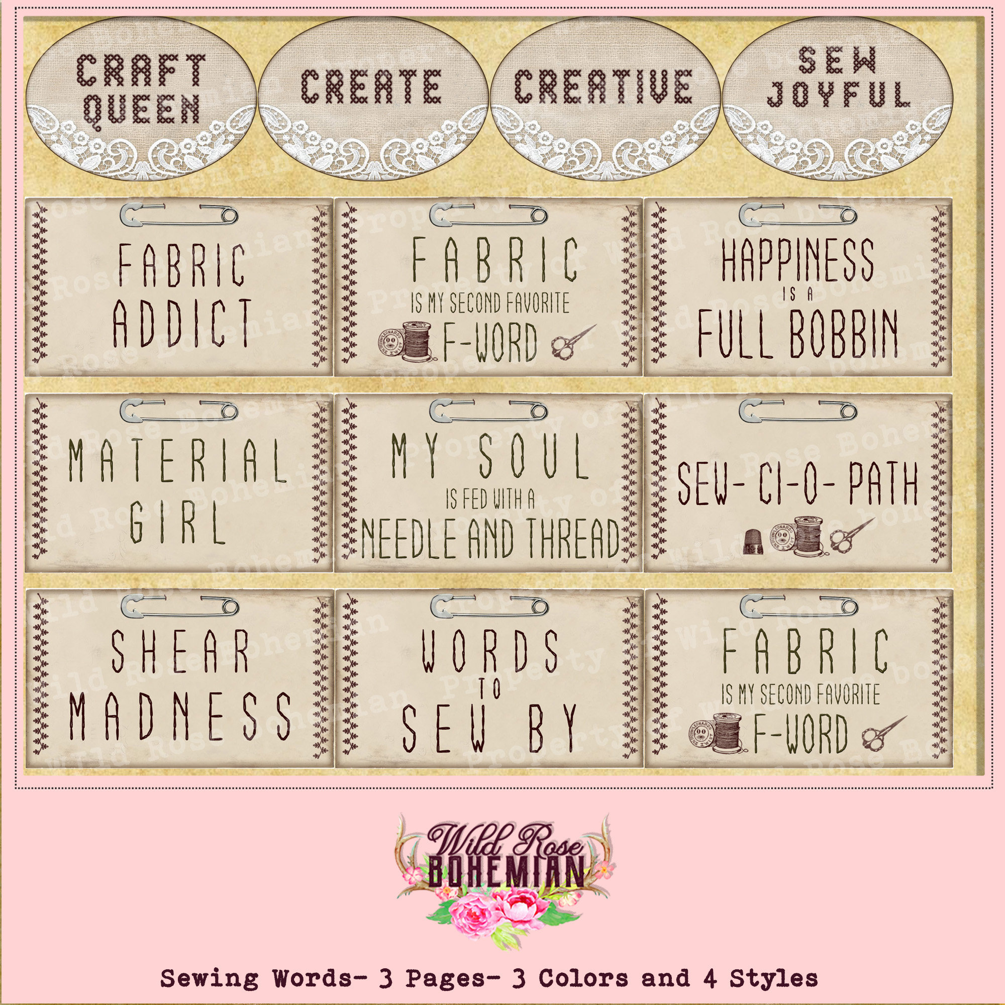 Sewing Word Sentiments Sew Words Sentiments Printable Sewing - Etsy
