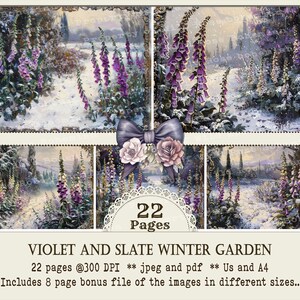 Winter Garden, Journal Paper, Printable Mixed Media Journal, Fresh Snow ...