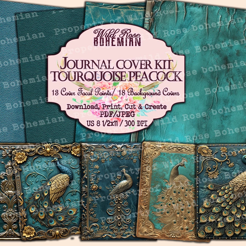 Journal Peacock Cover - Etsy