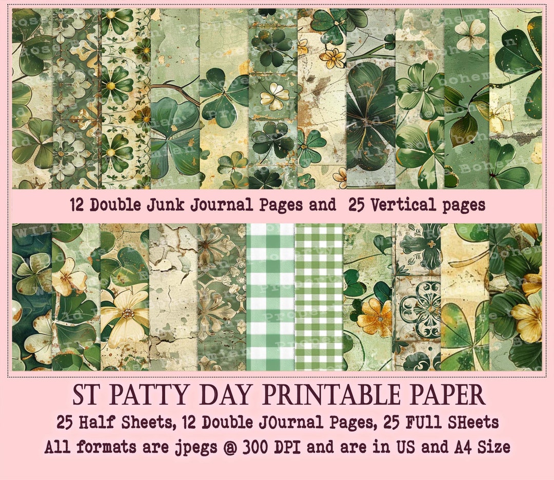 St Patrick's Day Printable Paper: Clover Gingham (digital Scrapbooking ...