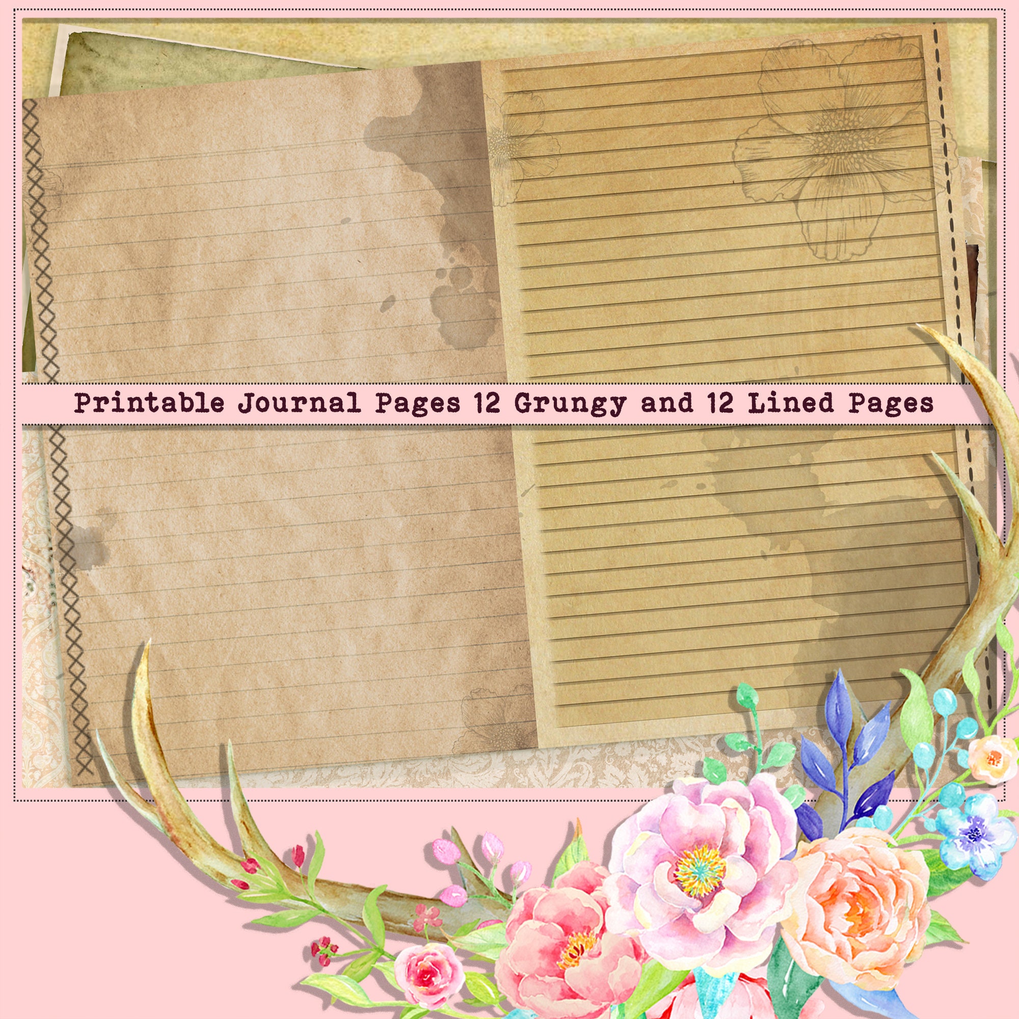 Lined & Blank Journal Pages Junk Journal Kit Neutral - Etsy