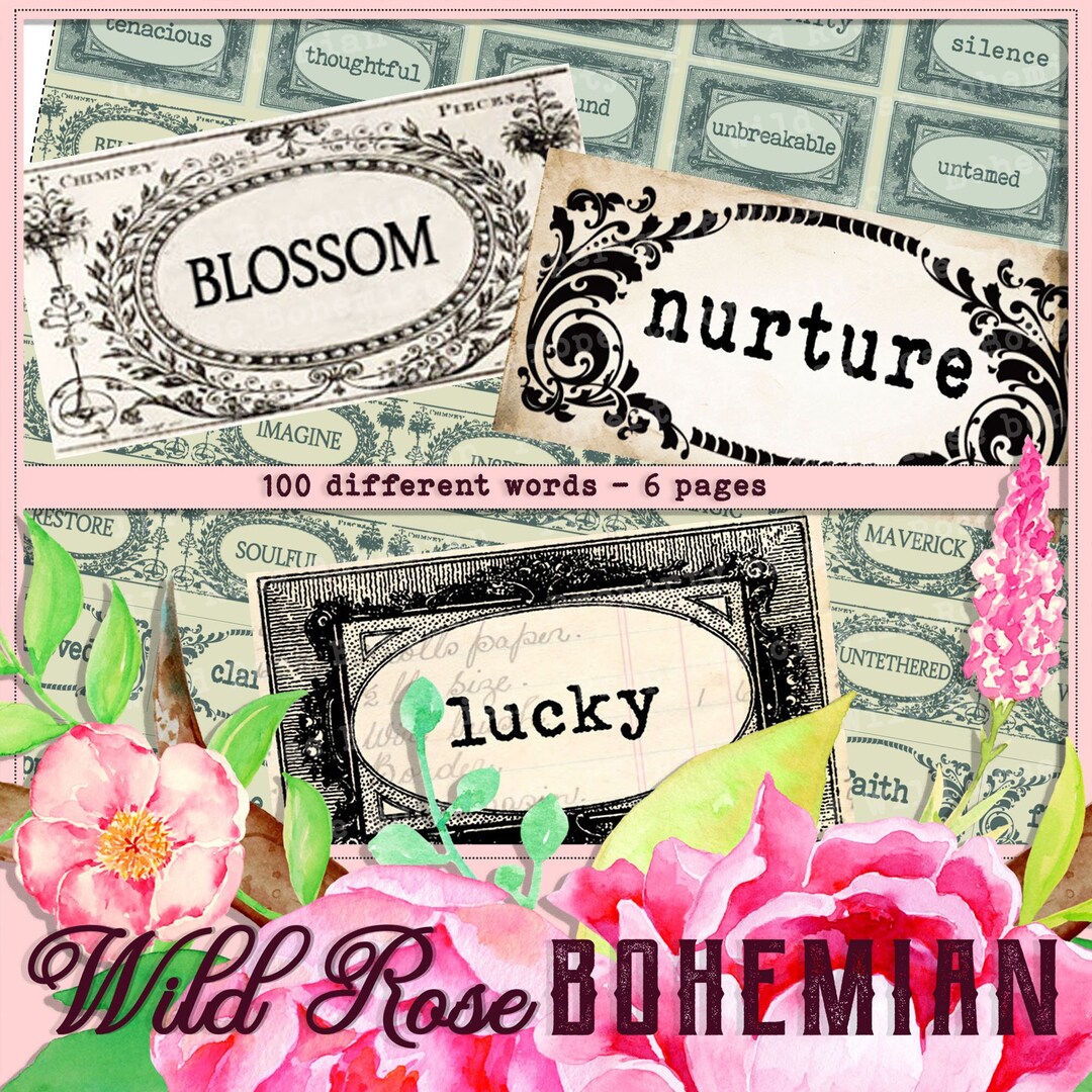 One Word Sentiments, Single Word Printable, Junk Journal Words, Word ...