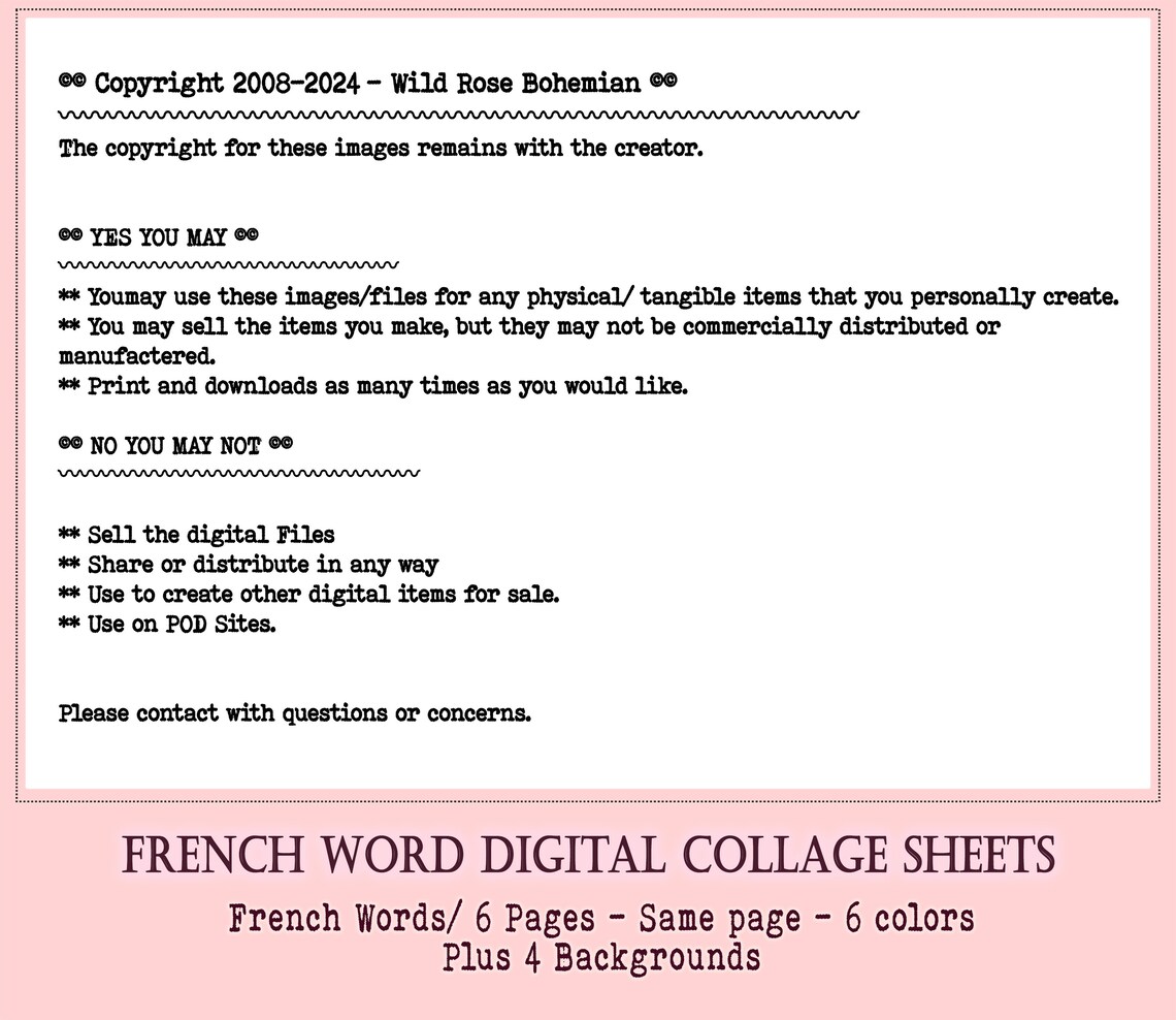 French Words Collage: Junk Journal Printable (PDF) - Etsy