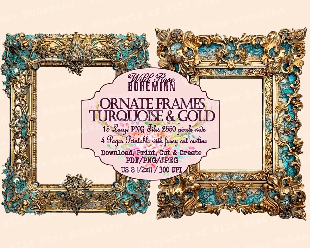 Turquoise and Gold Frames, Ornate Rococo Frames, Art Nouveau Frames ...