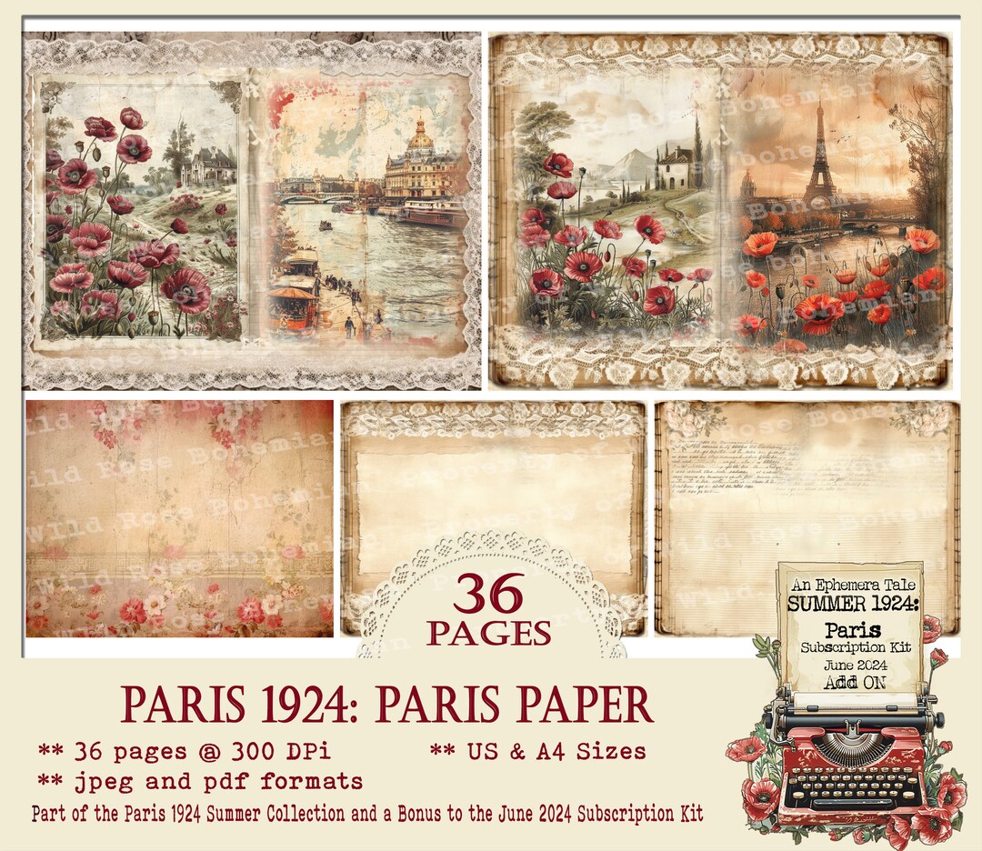 Paris 1920 Paper, Rural Cottage Core French Paper, Damask Paper ...