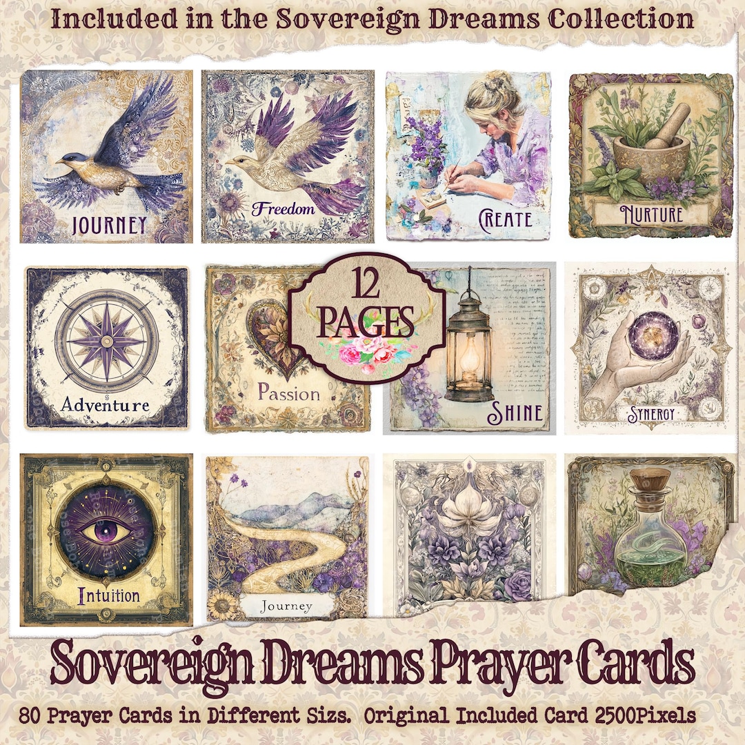 Word Prayer Cards | Mystic Printable Flash Cards | Digital Paper ...