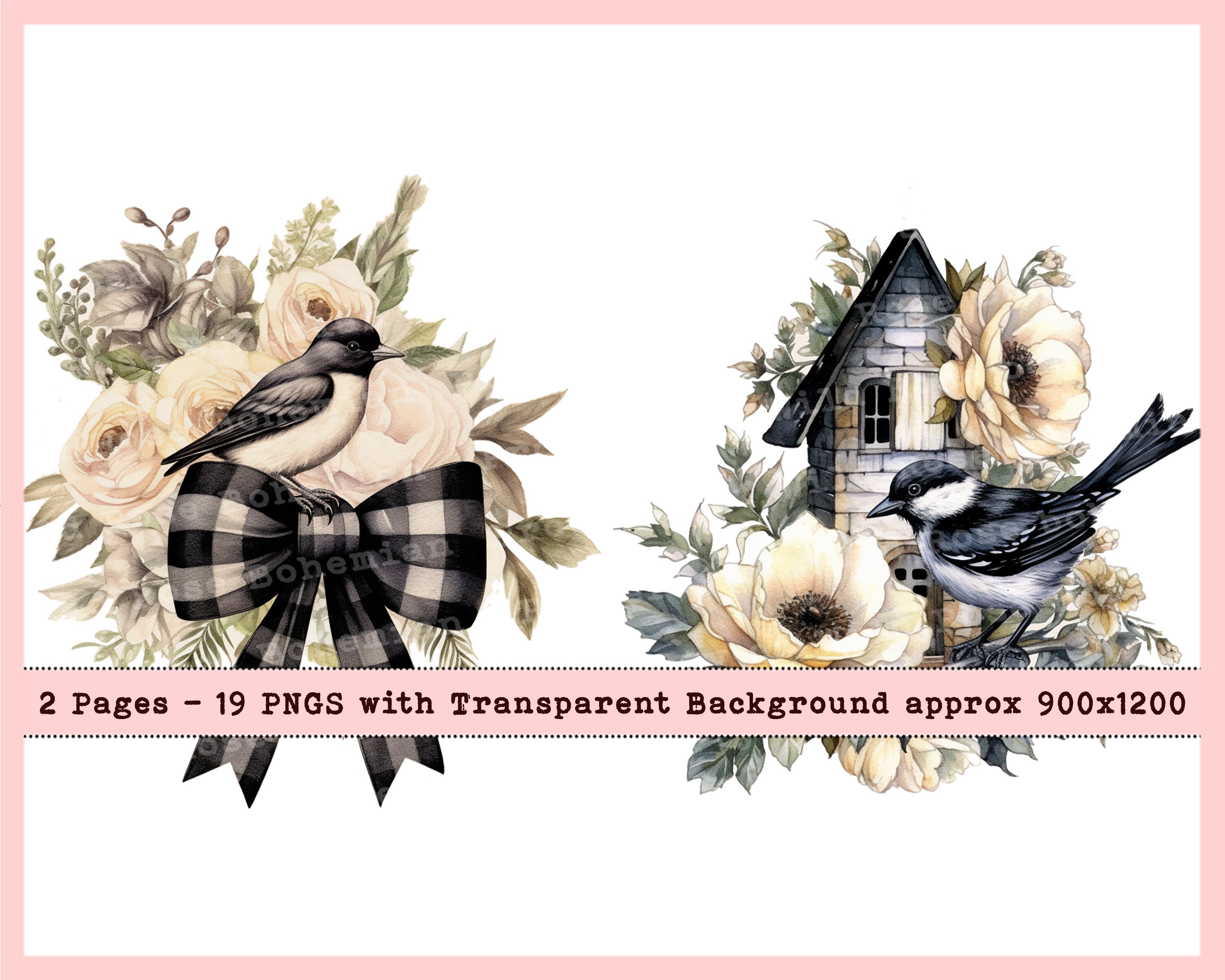 Bird and Butterfly Clipart Bird and Birdhouse Graphics Bird - Etsy