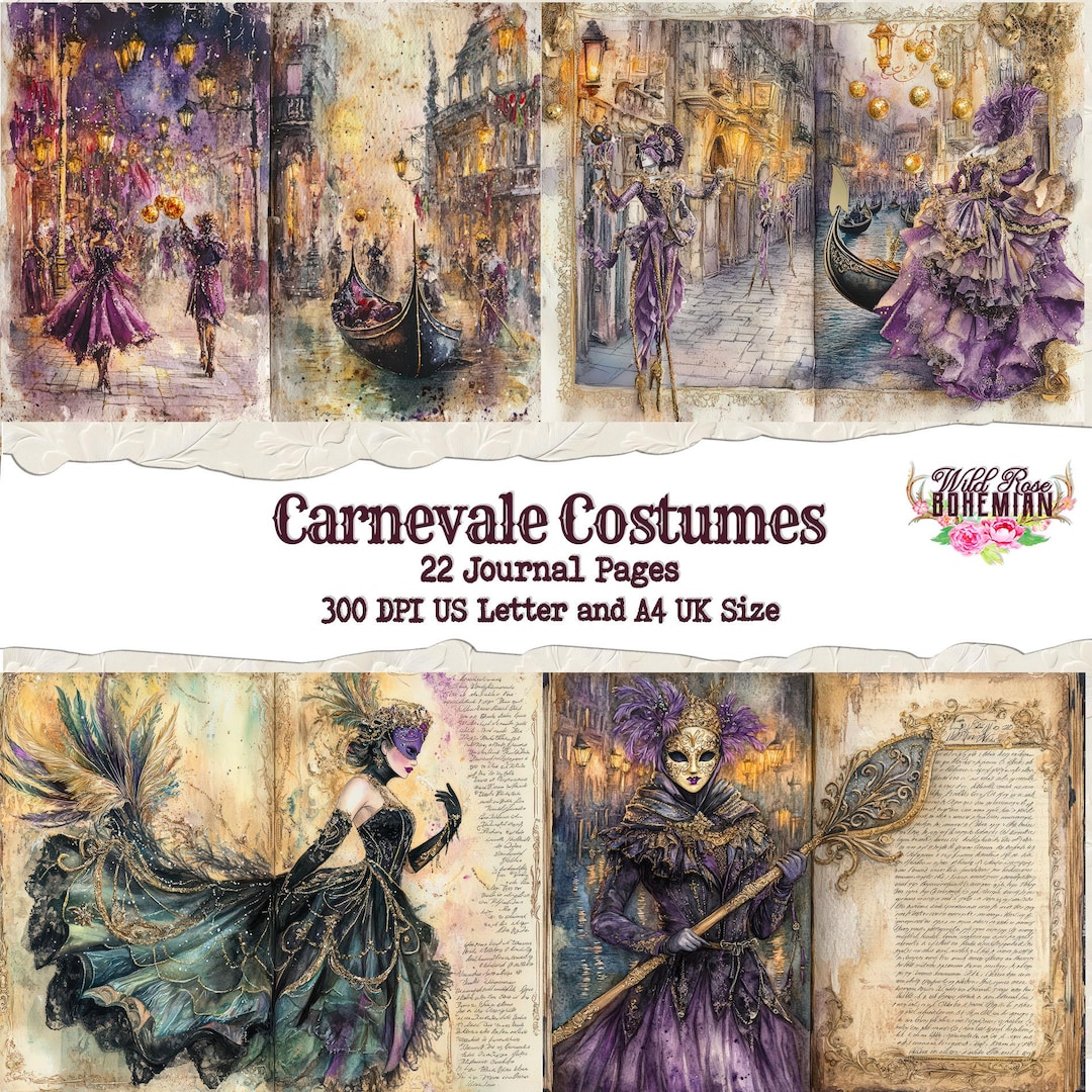 Mardi Gras Carnival Junk Journal Pages, Carnival Printable, Vintage ...