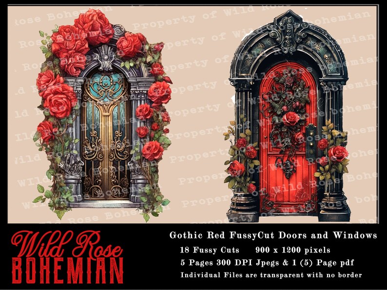 Vampire Castle Doors Gothic Clipart, Gothic Door Graphics, Gothic Fussy ...