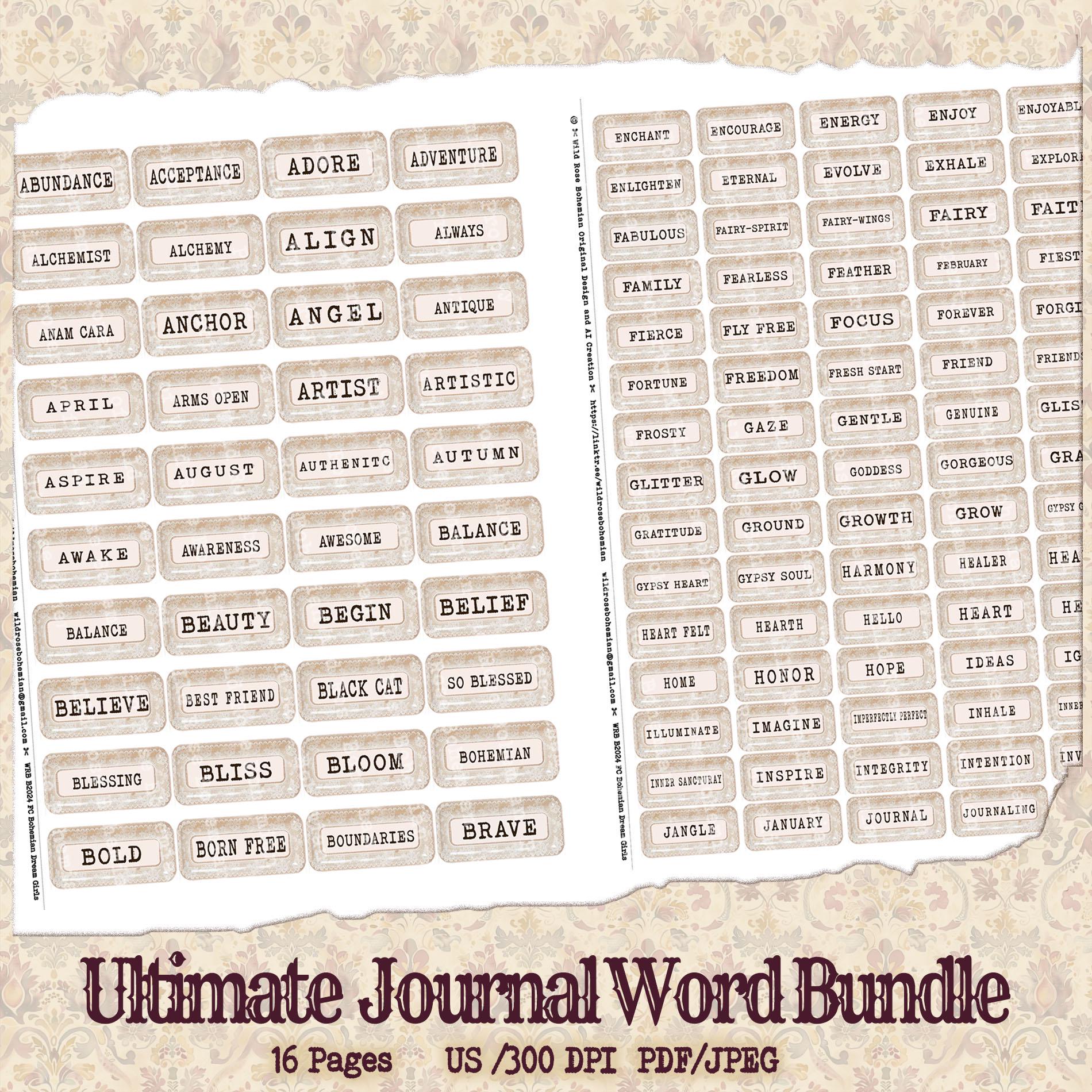 320 Vintage Word Sentiments Junk Journal Printable Sentiments, Collage ...