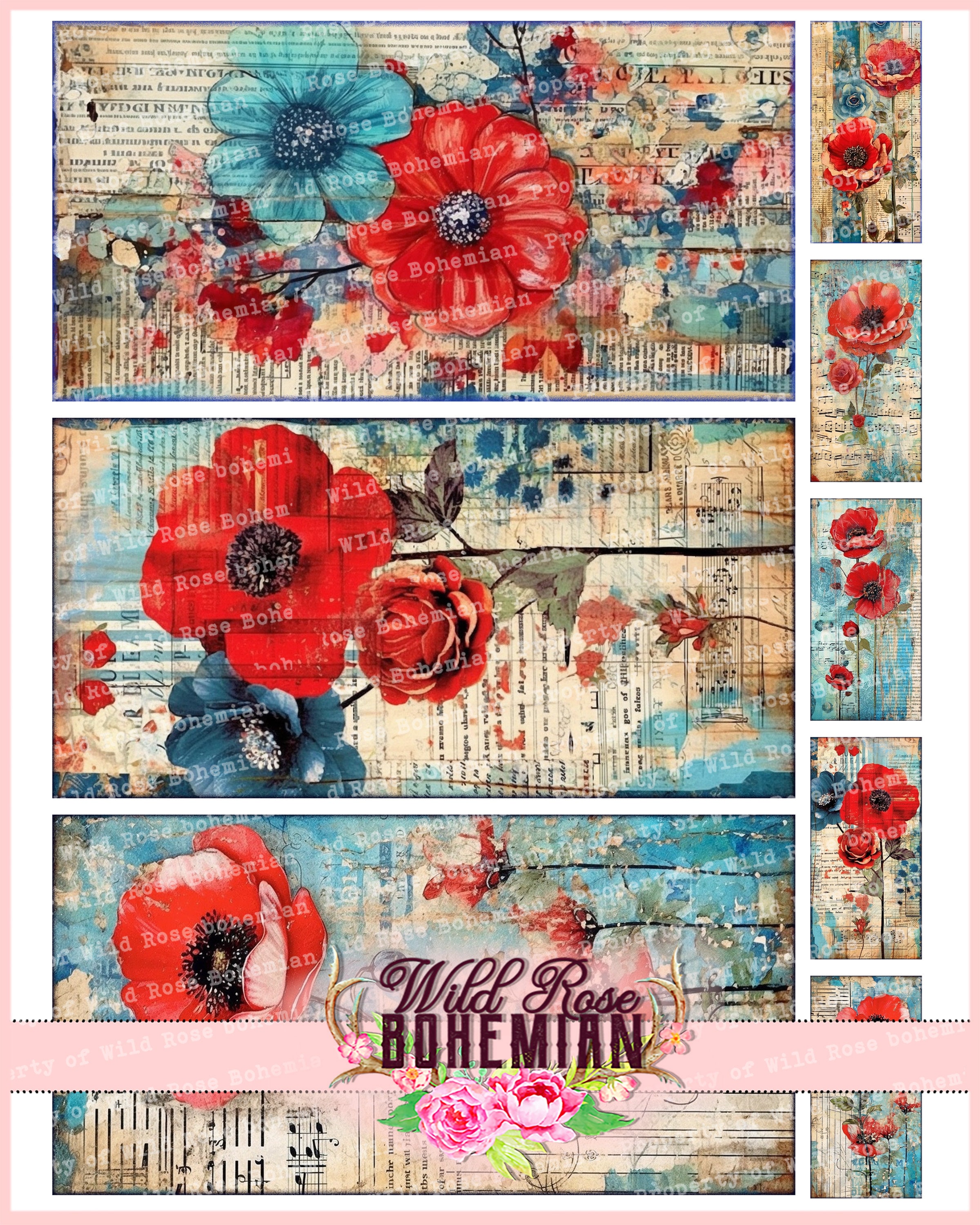 Poppy Hang Tag Kit, Poppy Ephemera, Poppy Printable, Red and Blue ...