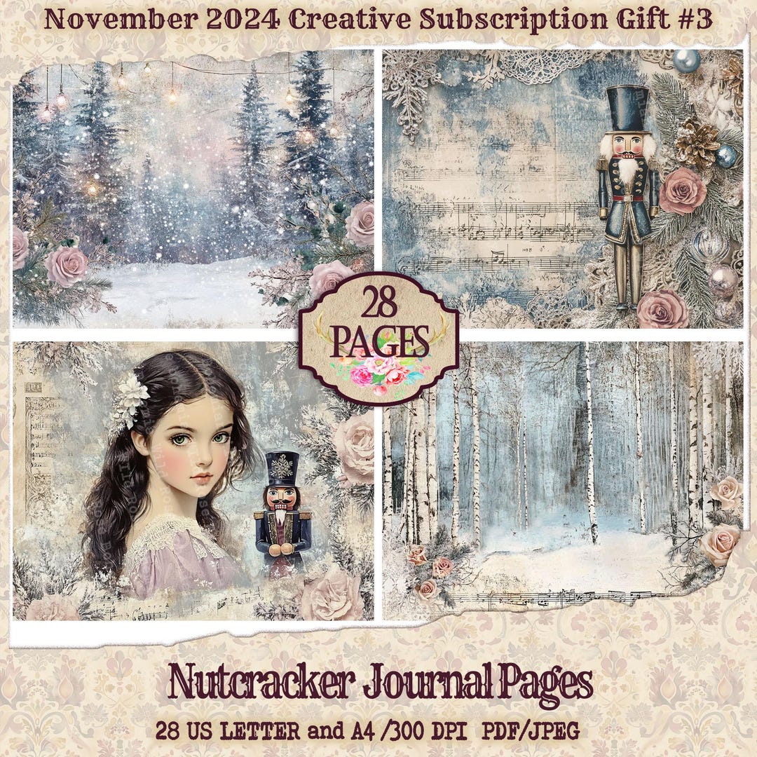 Nutcracker Ballet Junk Journal Kit: Christmas Digital Paper, Printable ...
