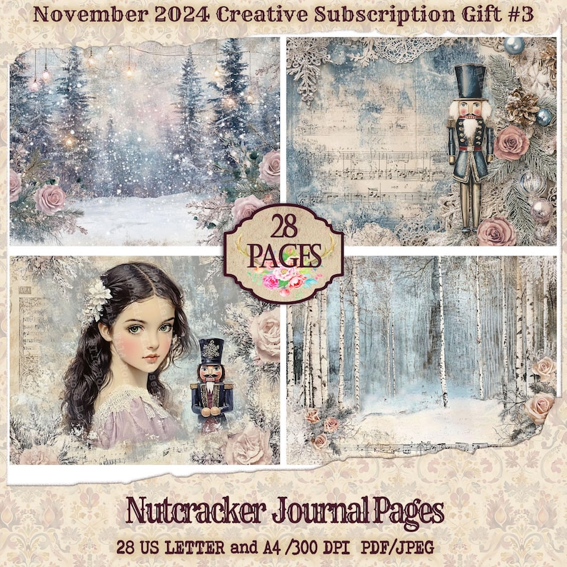 Nutcracker Ballet Junk Journal Kit: Christmas Digital Paper, Printable ...