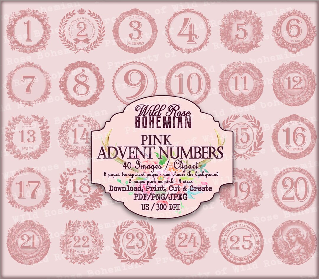 Advent Numbers, Advent Calendar, December Daily Numbers, Vintage ...