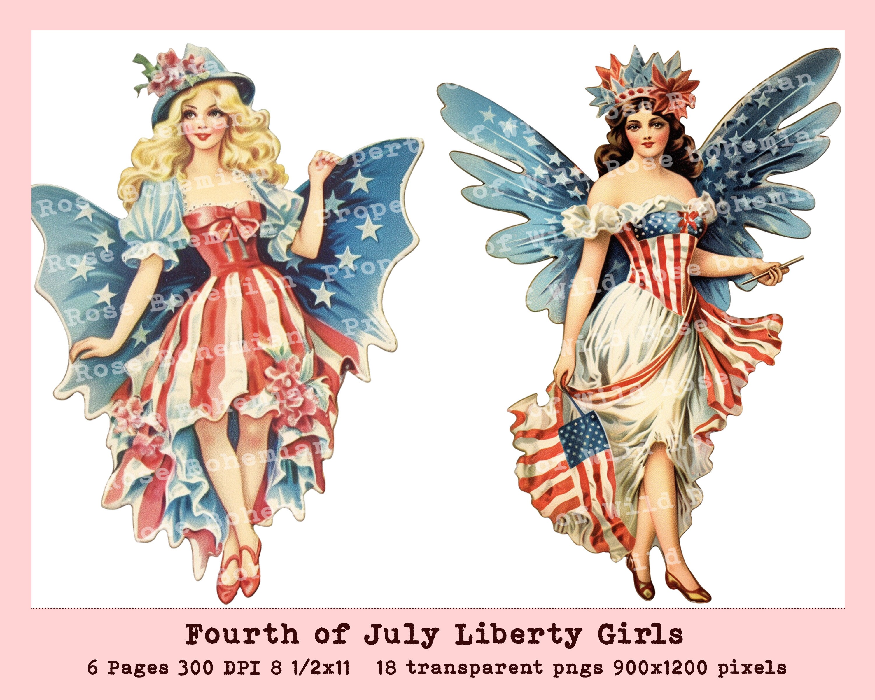 Patriotic Girls Png, Liberty Beauties Png, Fourth of July Independence ...