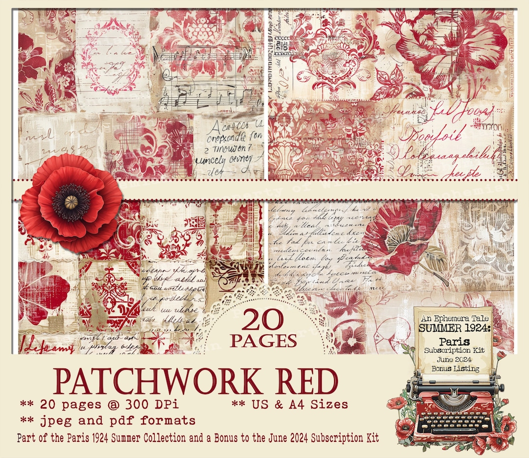 Red Poppy Collage Paper: Vintage French Ephemera (digital Download) - Etsy