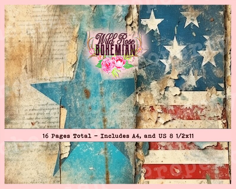 Fourth of July Printable Paper, Fourth of July Junk Journal Printable ...