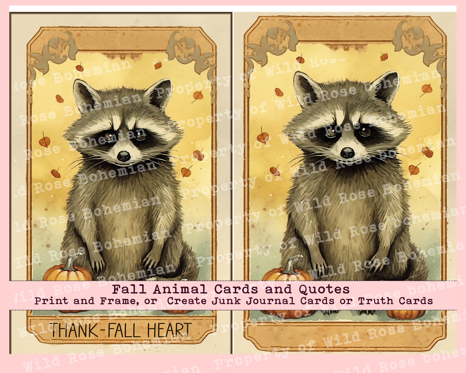 Fall Sentiments Printable Cute Animals, Fall Junk Journal Cards, Fall ...