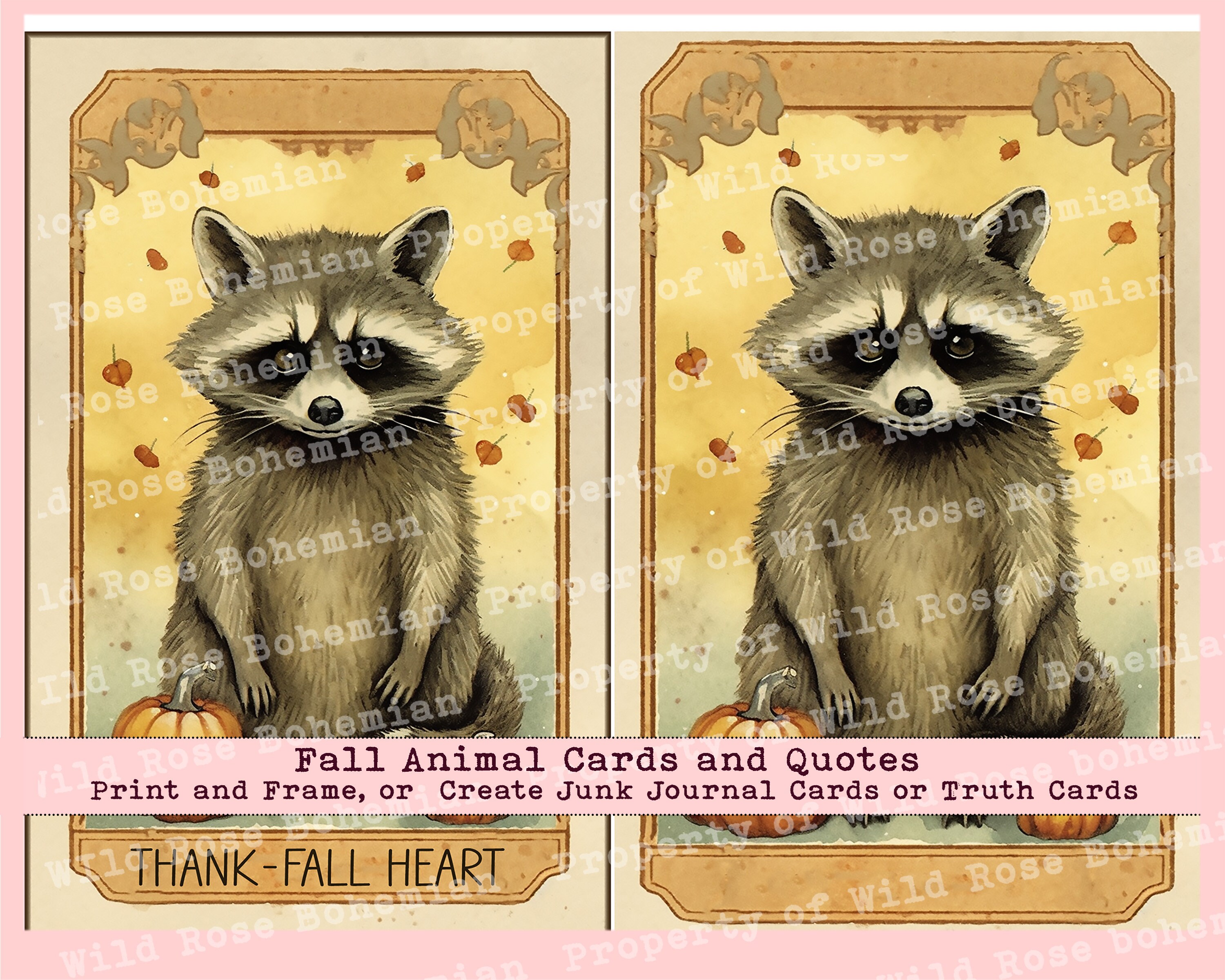 Fall Sentiments Printable Cute Animals, Fall Junk Journal Cards, Fall ...