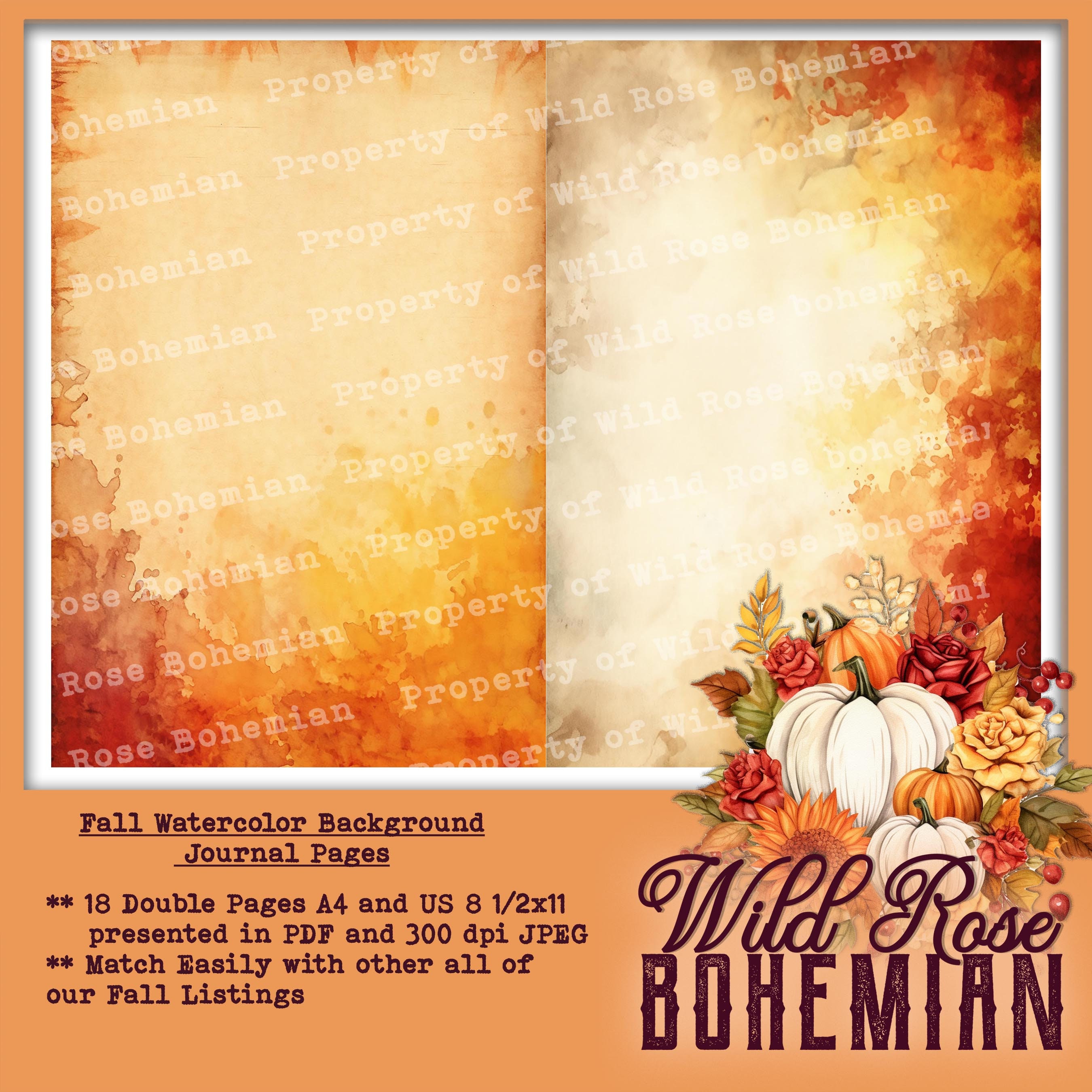 Fall Watercolor Digital Paper Fall Watercolor Journal Pages - Etsy