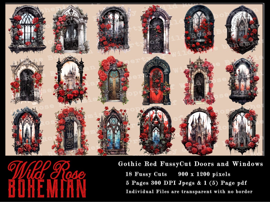 Vampire Castle Doors Gothic Clipart, Gothic Door Graphics, Gothic Fussy ...