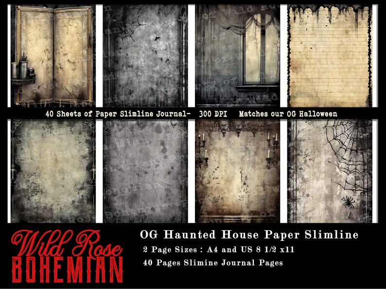 Haunted House Printable Paper, Halloween Haunted House Junk Journal Kit ...