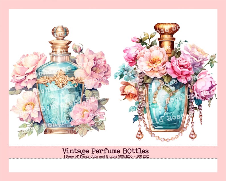 Vintage Perfume Bottles Png Cottage Core Perfume Bottles - Etsy