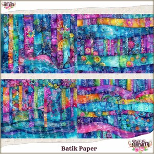 Mixed Media Batik Digital Printable, Printable Happy Paper, Wild Rose ...