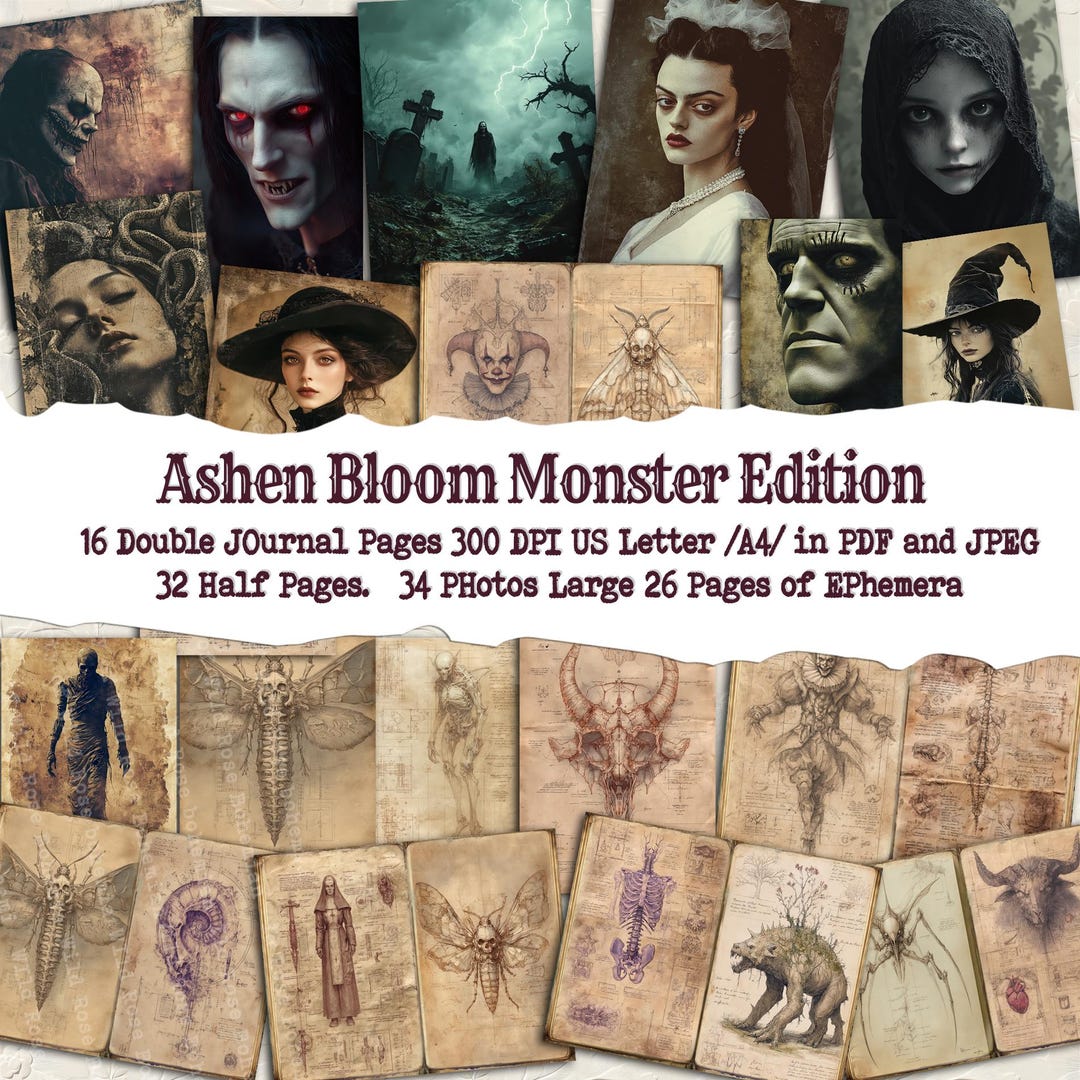 Halloween Occult Ephemers, Creepy Vintage Horror Journal Pages ...