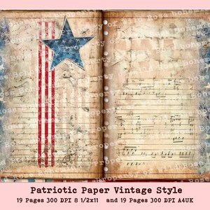 Patriotic Vintage Style Paper, Fourth of July Paper Vintage ...