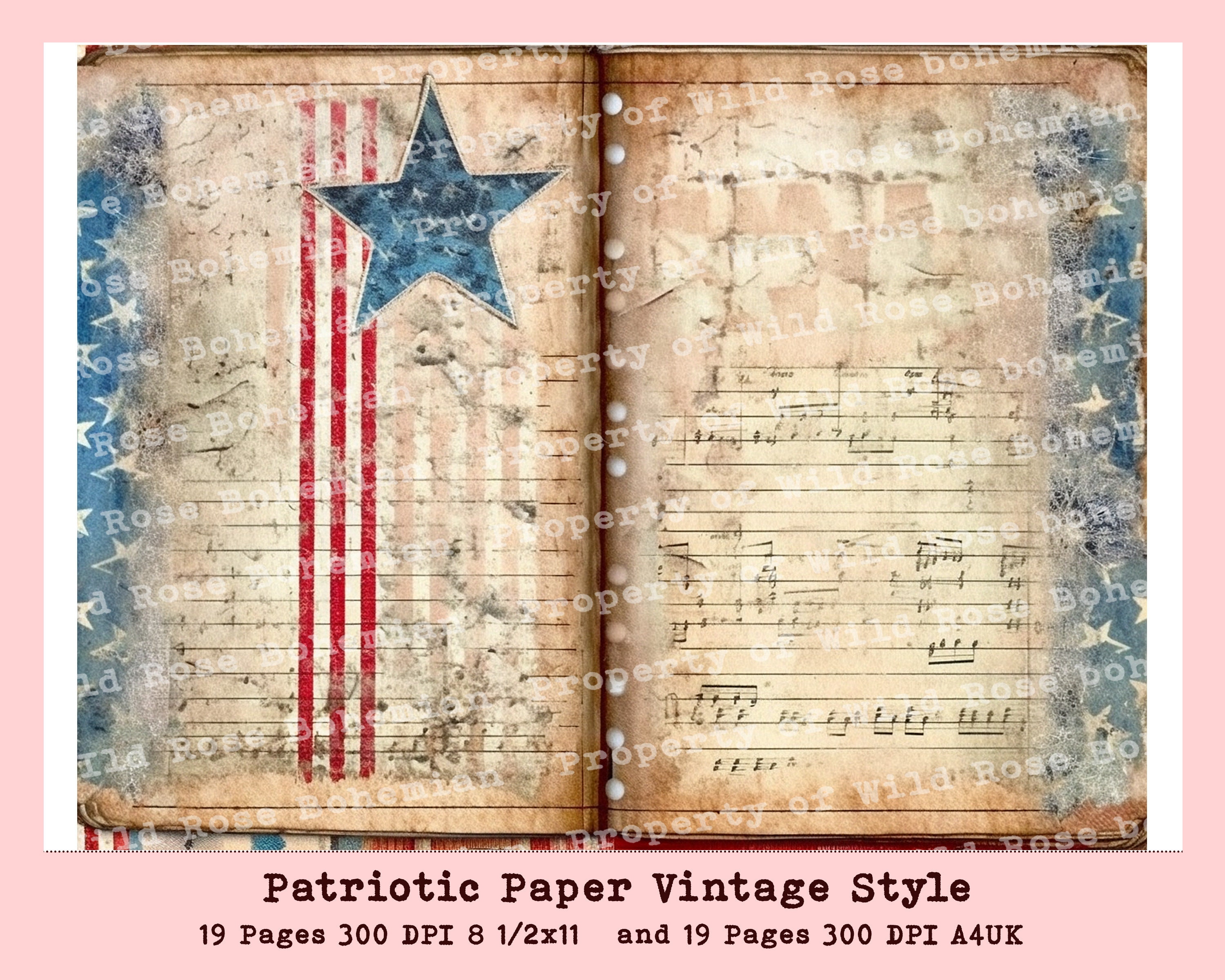 Patriotic Vintage Style Paper Fourth of July Paper Vintage - Etsy