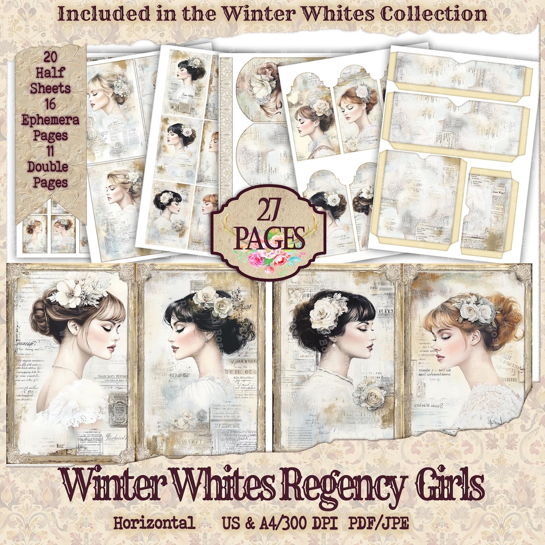 Regency Winter Women Collage Papers – White Christmas Elegant,victorian ...