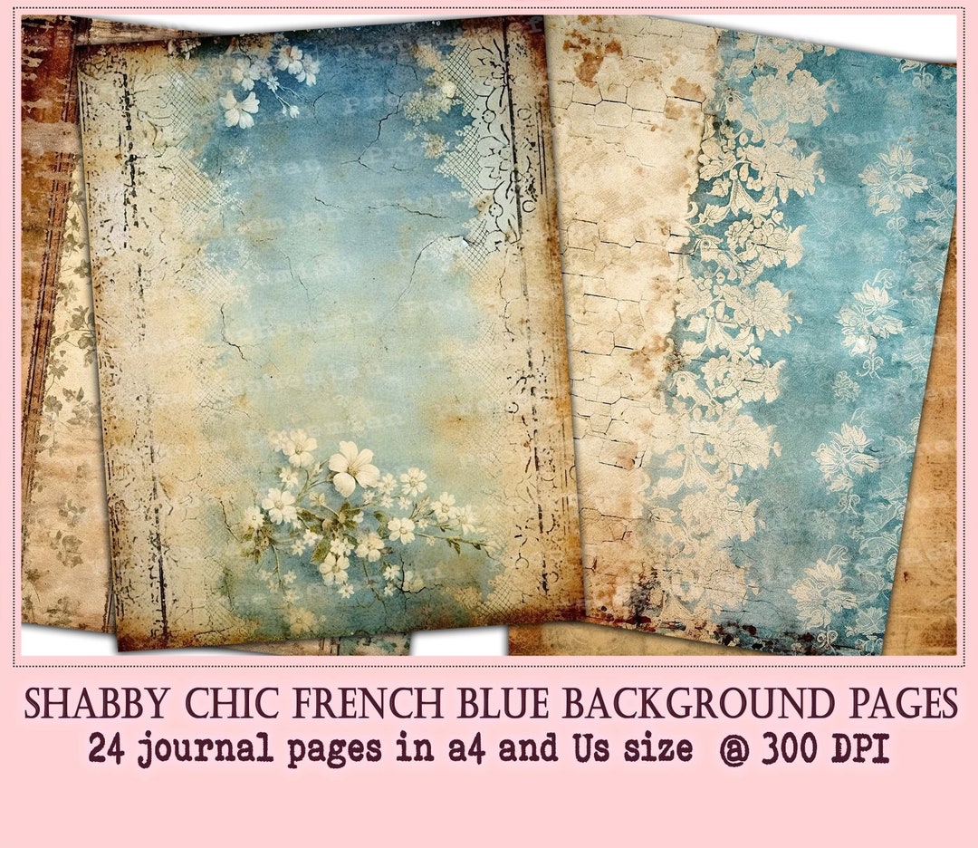 Shabby Chic Blue Digital Printable Grunge Paper, Shabby Chic French ...