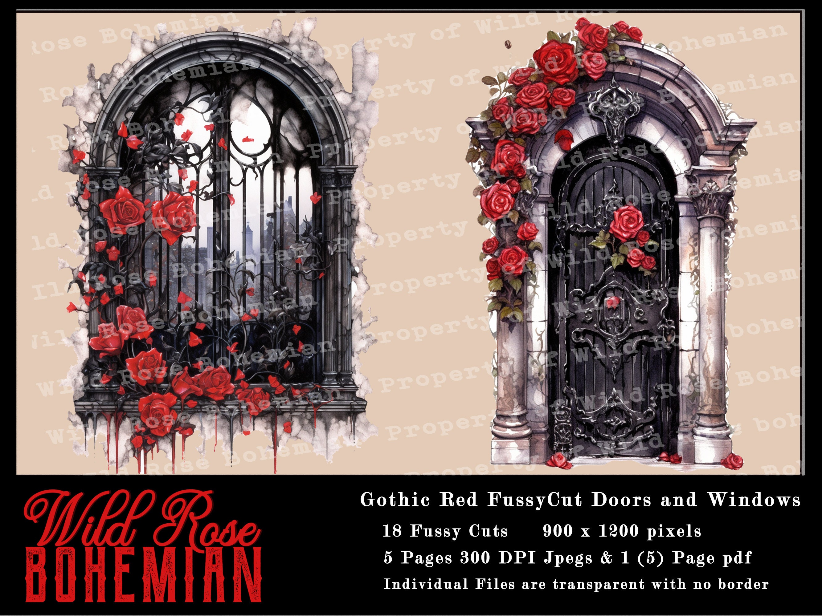 Vampire Castle Doors Gothic Clipart, Gothic Door Graphics, Gothic Fussy ...