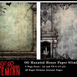 Haunted House Printable Paper, Halloween Haunted House Junk Journal Kit ...